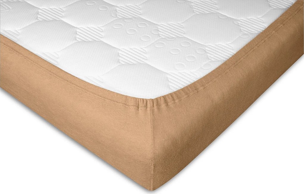 DADKA Froté prostěradlo světle hnědé Rozměr: 220x200x20