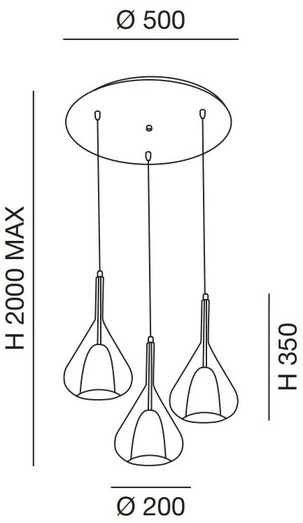 Fabas luce Fabas Lila, závěsné svítidlo z čirého, jantarového a šedého skla, 3x40W E27, průměr 50cm