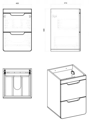 COMAD ARUBA WHITE 823 -40CM FSC Skříňka pod umyvadlo - Comad