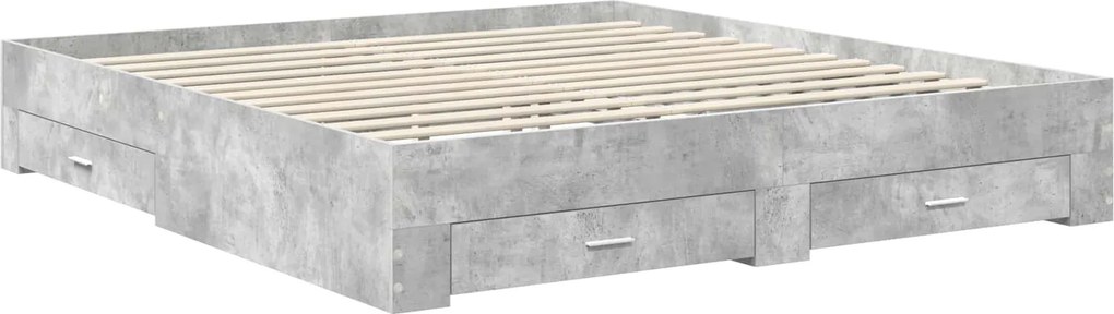 Rám postele s čelo Betonově šedá 200 x 200 cm Kompozitní dřevo 3408225