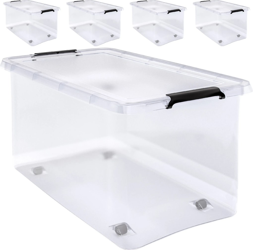 Úložný box sada 4 ks průhledná 60x40x35cm 60L stohovatelný