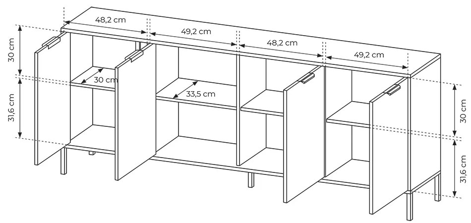 LARS a | komoda 203 4D | 202,9 cm | antracit