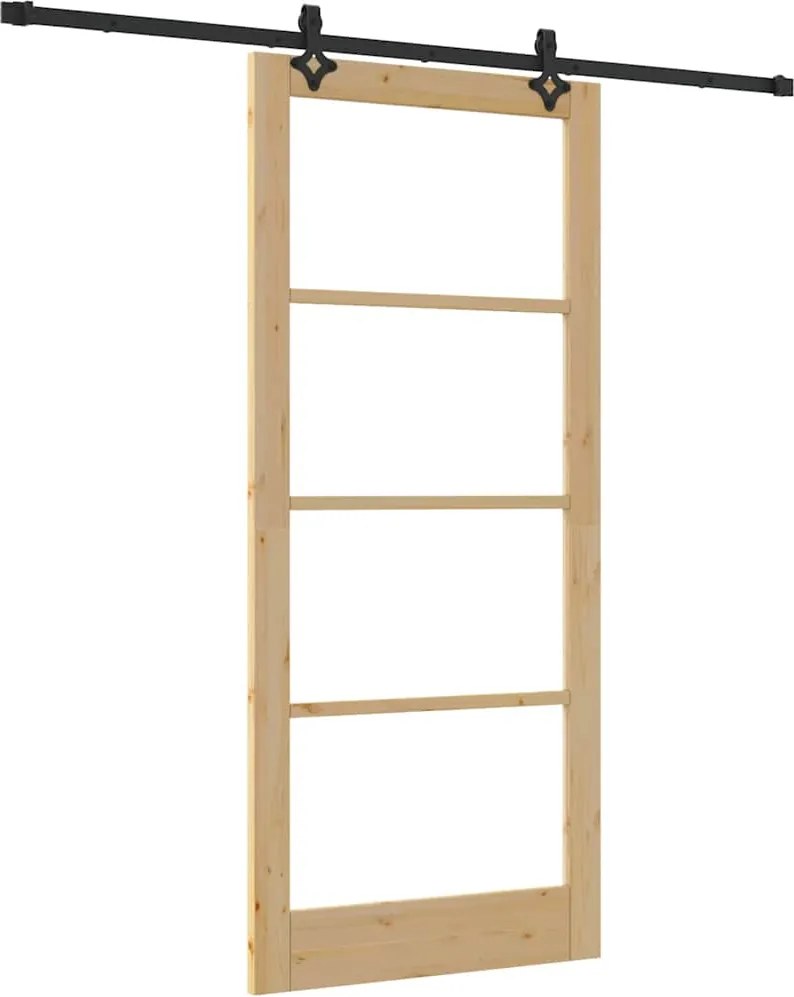 Posuvné dveře Přírodní 93 x 211 cm Masivní borové dřevo a sklo 3332317