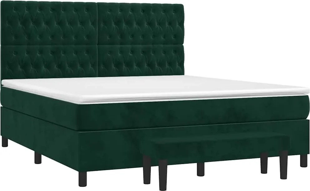 Box spring postel s matrací tmavě zelená 180x200 cm samet 3138040