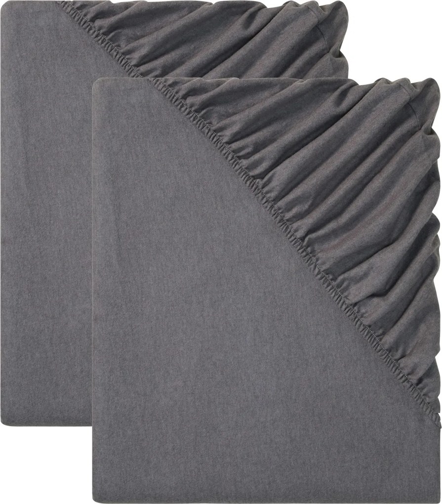 Livarno Home Sada napínacích prostěradel z jemného flanelu, 90–100 x 200 cm, tmavě šedá, 2dílná