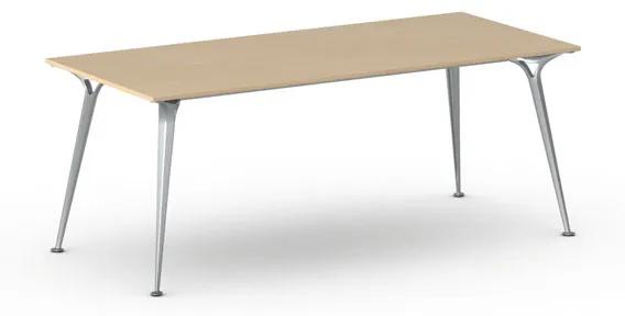 Kancelářský stůl PRIMO ALFA, šedostříbrná podnož, 2000 x 900 mm, třešeň