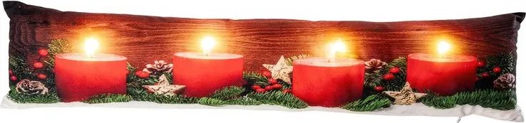 Polštář proti průvanu s LED ČERVENÉ SVÍČKY 18 x 85 cm