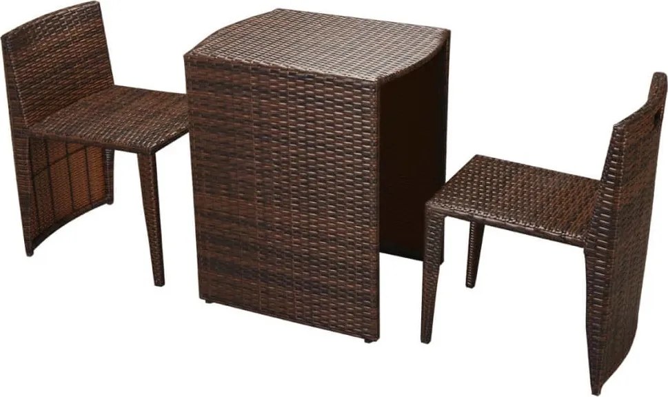 vidaXL 3dílný bistro set s poduškami polyratan [42881] Barva: Černá