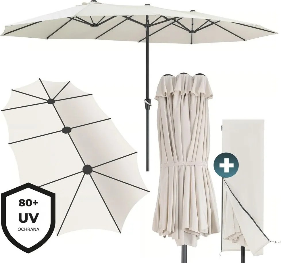 Dvojitý slunečník MIAMI, 460 × 270 cm, béžová Kingsleeve