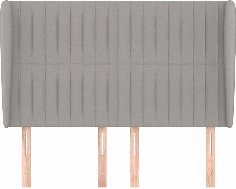 Čelo postele typu ušák světle šedé 147x23x118/128 cm textil 3118192