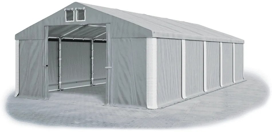 Garážový stan 6x12x4m střecha PVC 560g/m2 boky PVC 500g/m2 konstrukce ZIMA Šedá Šedá Bílé