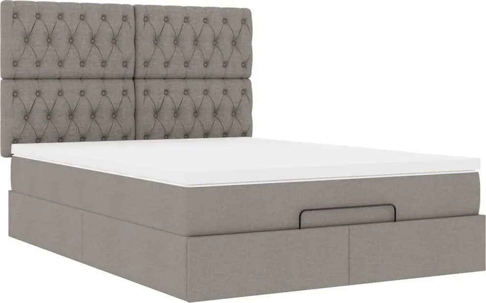 Osmanský rám postele s matrací taupe 140x200cm textil 3314097