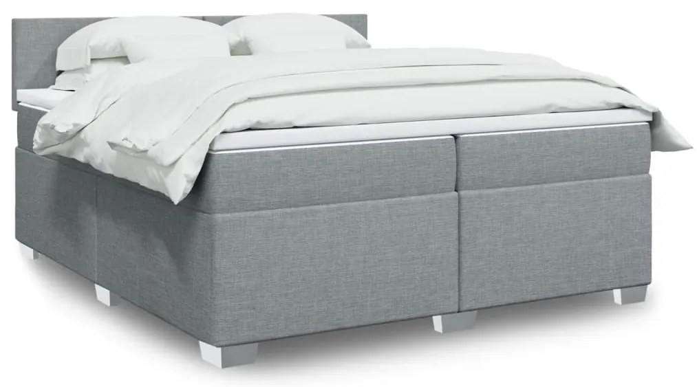 Box spring postel s matrací světle šedá 200 x 200 cm textil 3288288