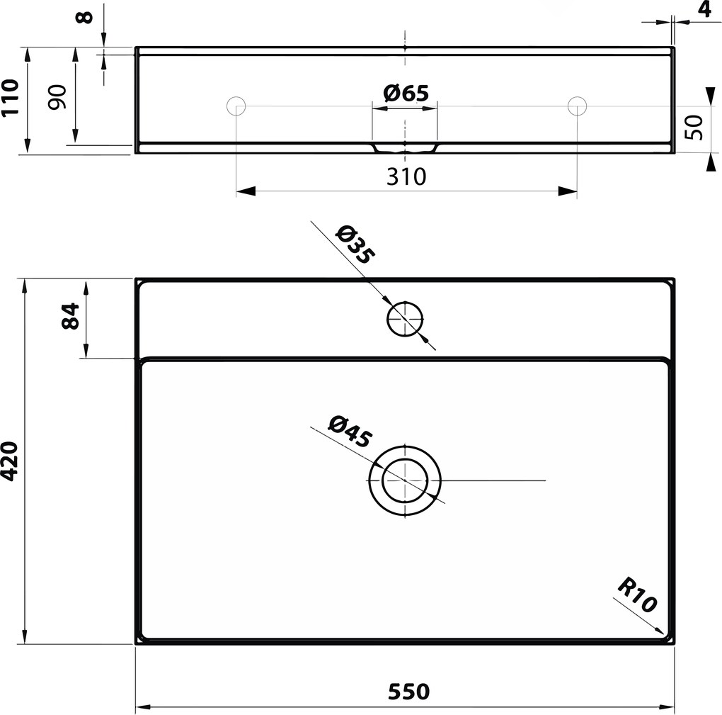 Sapho AURUM nerezové umyvadlo 55 x 42 cm včetně výpusti bez přepadu zlatá mat AU202