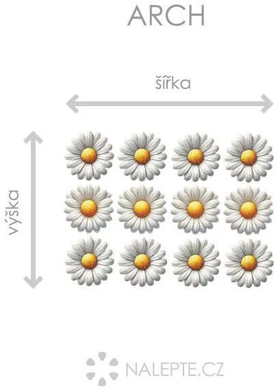 Bílé květy 12 ks textilní přelepitelné samolepky na zeď 12 ks 4 x 4 cm