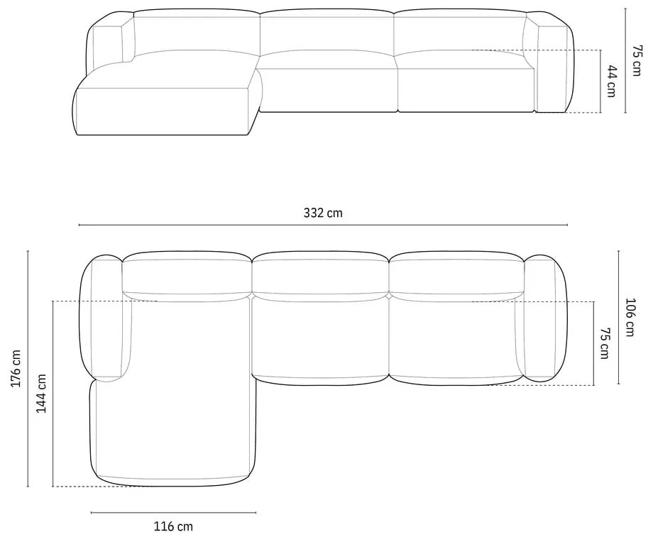 Tmavě modrá modulární rohová pohovka (levý roh) Martina – Micadoni Home