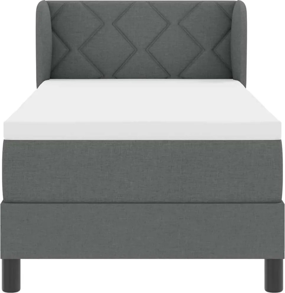 Postel s boxspringem s čelo Tmavě šedá 80 x 200 cm textil 3340053