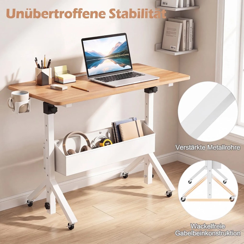 Costway Stůl k stání, výškově nastavitelný 70-117 cm, na kolečkách