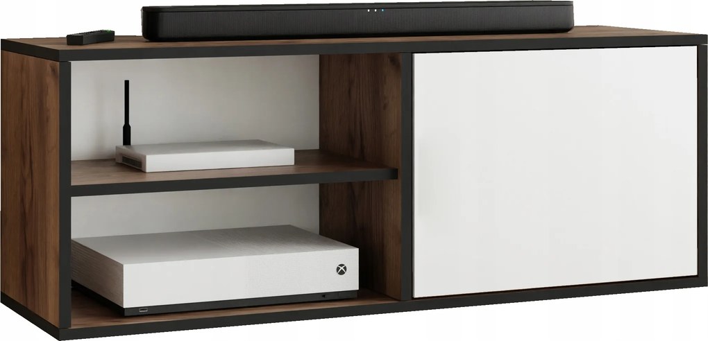 TV skříňka EDI 2 dub Craft zlatý + bílý otevřená TV skříňka s policí