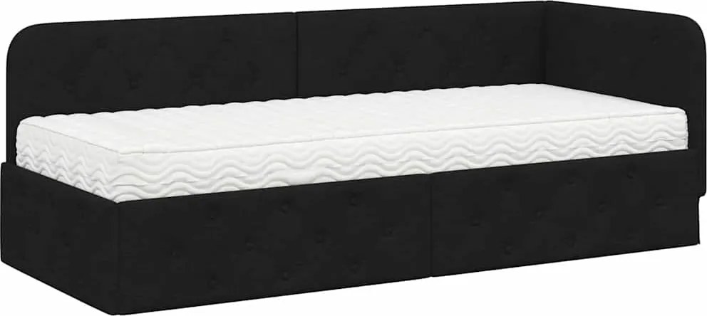 Rohový rám postele Černý 80 x 200 cm textil 3394031