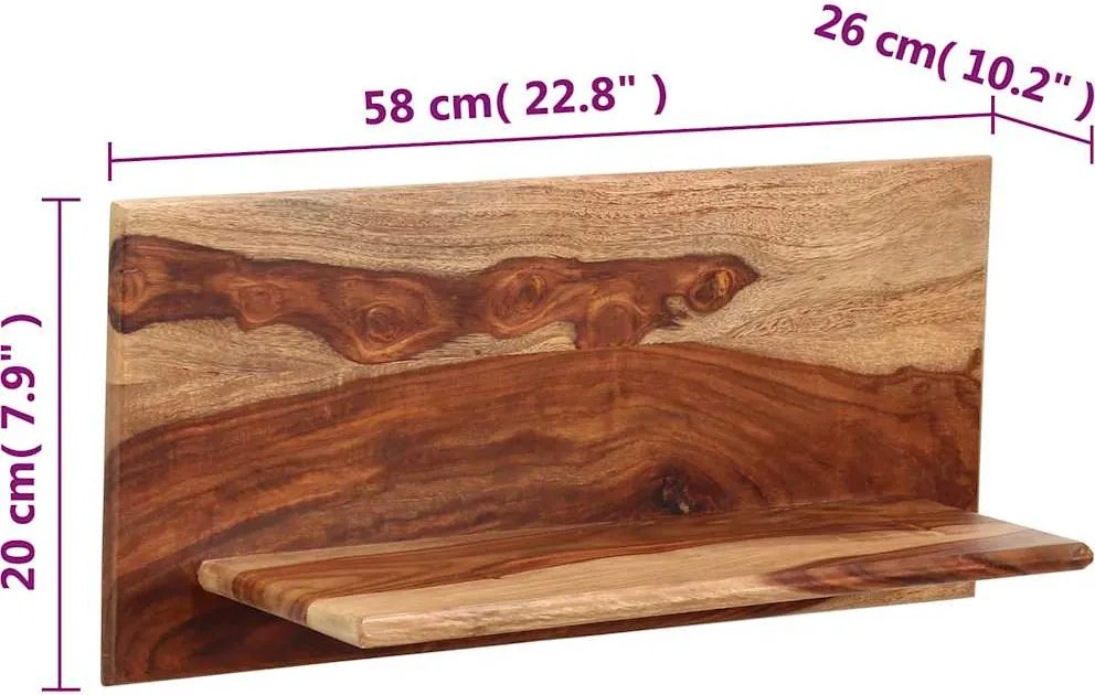Nástěnné police 2 ks 58 x 26 x 20 cm masivní akáciové dřevo 247930