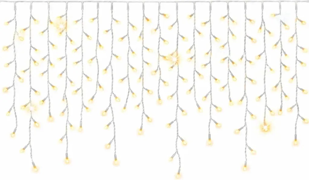 Easy Fix venkovní LED rampouchy, světelné krápníky, 300 × 90 cm, teple bílá s FLASH, 174 diod, bílý kabel, IP67, prodlužovací