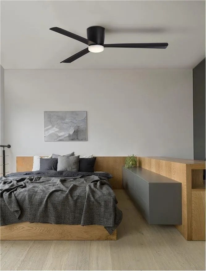 NV 9952330 Stropní ventilátor DELL tělo z hliníku matná černá 3ABS dřevěné listy - NOVA LUCE