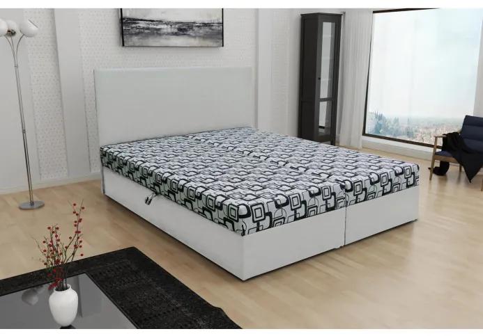 Odolná čalouněná postel s úložným prostorem DANIELA 140x200, bílá + šedá