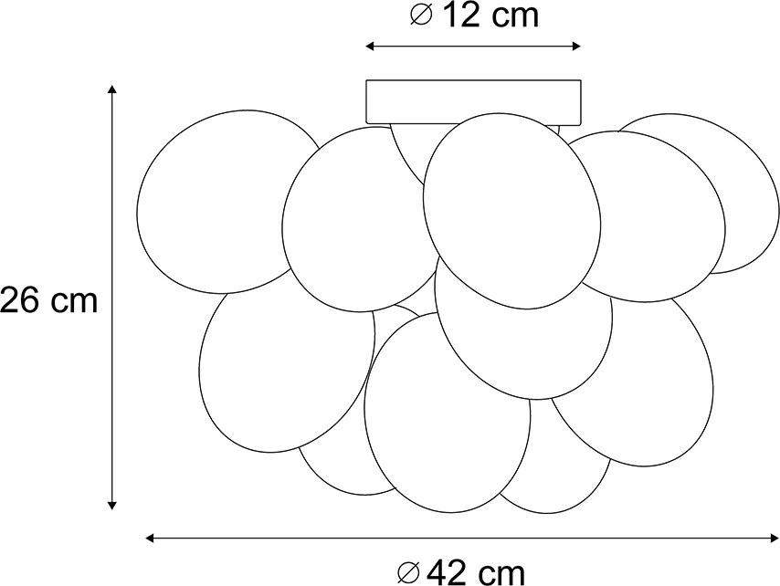 Designové stropní svítidlo mosazné s duhovým sklem 4 světla - Uvas