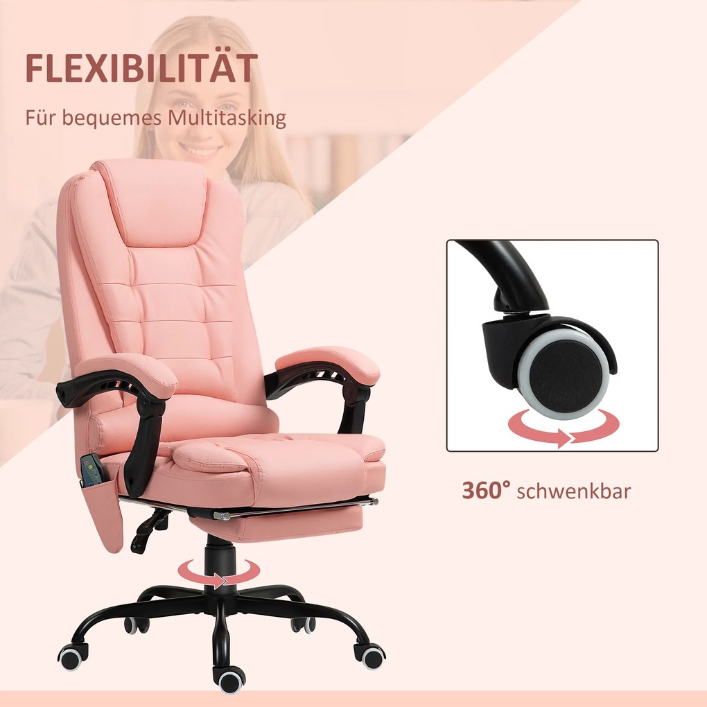 Kancelářská židle Vinsetto se 7bodovou masáží, ergonomická kancelářská židle s funkcí polohování, výškově nastavitelná manažerská židle s dálkovým ov…