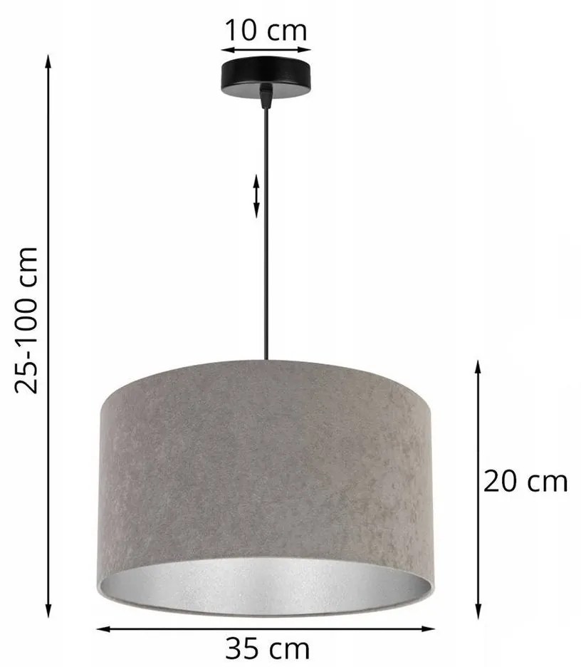 Závěsné svítidlo MEDIOLAN, 1x šedé/chromové textilní stínítko
