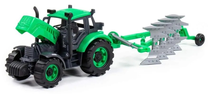 Polesie Traktor Progress s pluhy na setrvačník zeleny