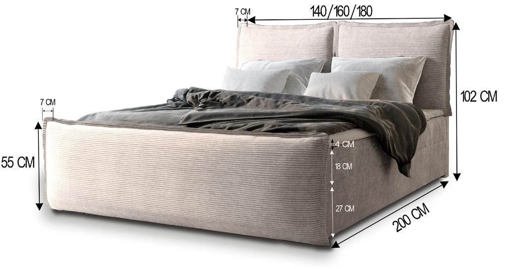 MSL Kontinentální čalouněná postel MONTY (180 x 200 cm) Barva látky: POSO 135