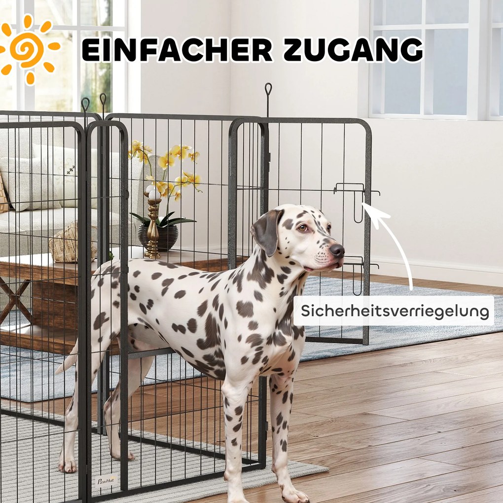 PawHut Playpen pro štěňata s 12 panely 68x100 cm - Dveře, kolíky do země, flexibilní, skládací ochranný kryt - Volný prostor, 100 cm vysoký
