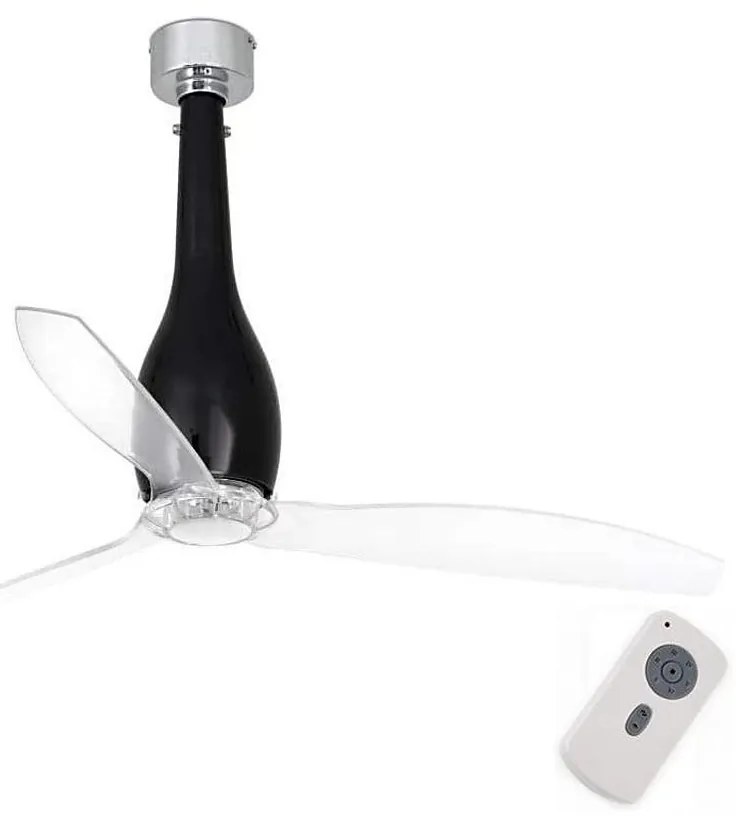 FARO Barcelona FARO 32002 - Stropní ventilátor ETERFAN černá/čirá pr. 128 cm + dálkové ovládání 32002