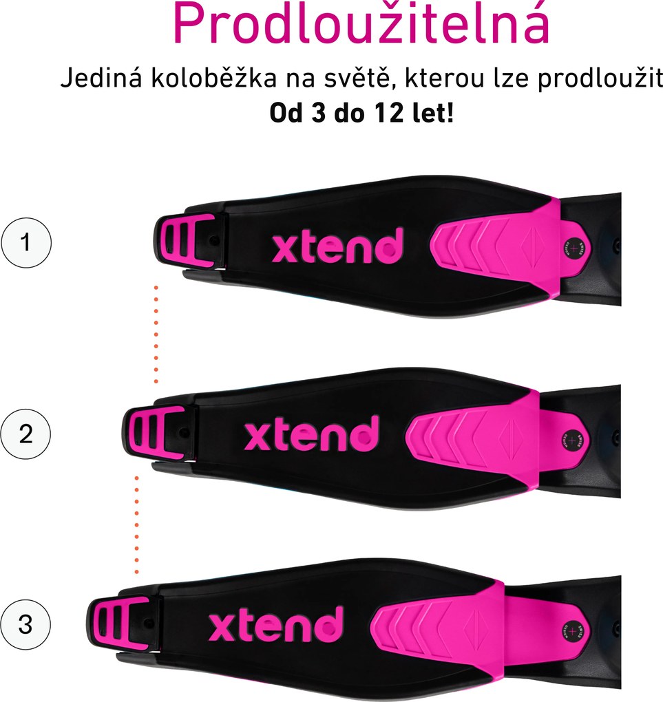 Xtend Scooter Ride-on pink - multifunkční koloběžka