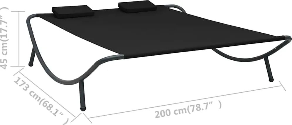 Zahradní lehátko textil černé 313529