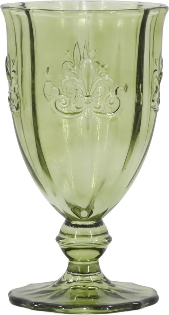 Zelená sklenice na víno Saint-Émilion s dekorem – Ø 9*16 cm / 350ml