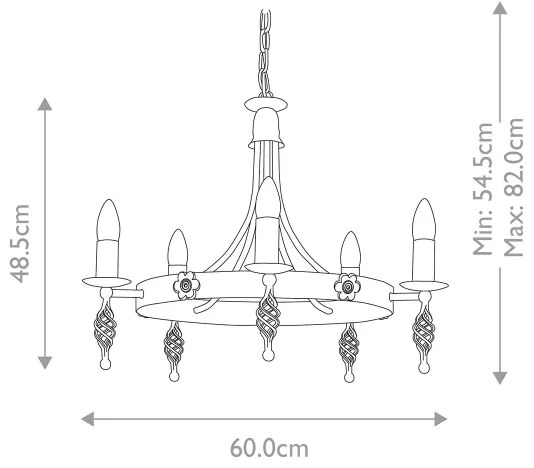 Elstead BY5-BLACK - Lustr na řetězu BELFRY 5xE14/60W/230V