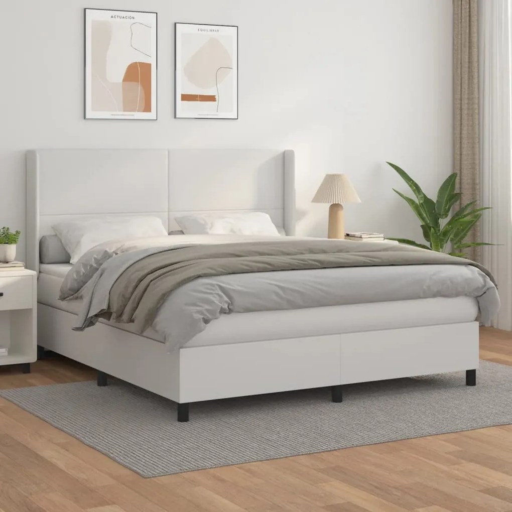 Box spring postel s matrací bílá 180x200 cm umělá kůže 3132394