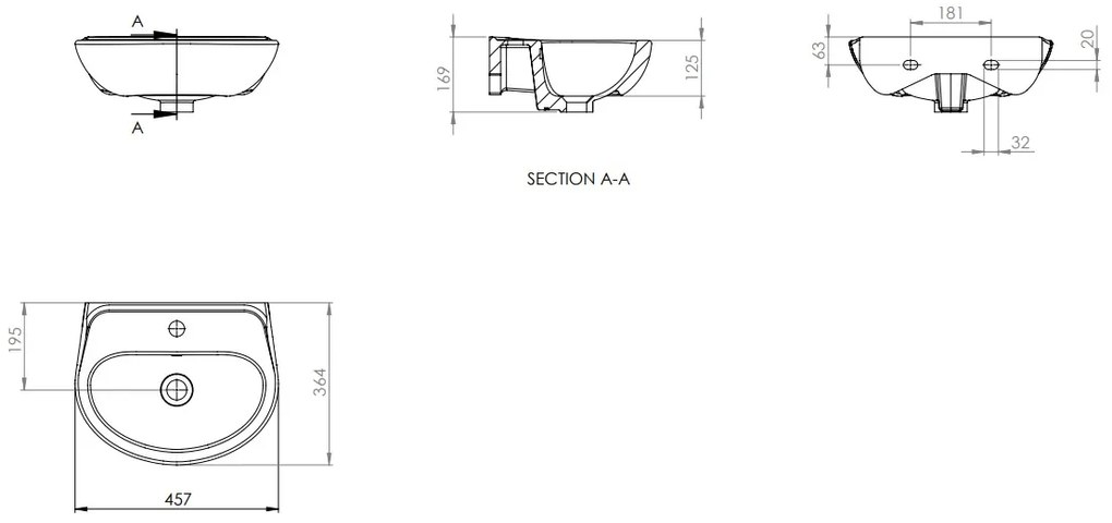 Deante Jasmin, nástěnné keramické umyvadlo 457x364x169 mm, bílá lesklá, DEA-CDJ_6U4W