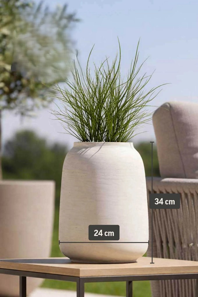 Stolní váza MONTI, sklolaminát, výška 34 cm, béžová