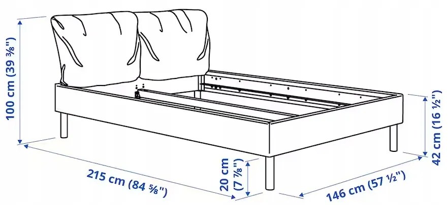 IKEA SAGESUND Čalouněný rám postele Diserod hnědý/Lonset 140x200 cm