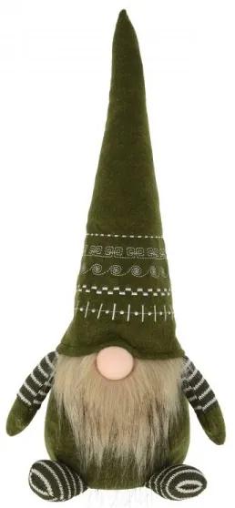 Vánoční skřítek s dlouhou zelenou čepicí 49 cm