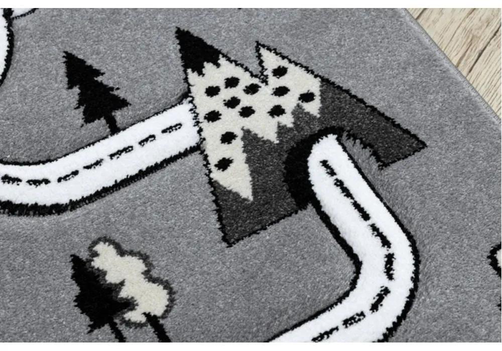 Dětský kusový koberec Cesty ve městě šedý 280x370cm