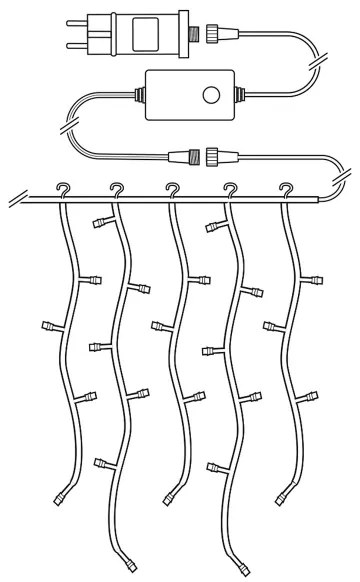 Nedis WIFILXC01W200- LED Vánoční závěs 200xLED/8 funkcí 6m IP65 Wi-Fi Tuya teplá
