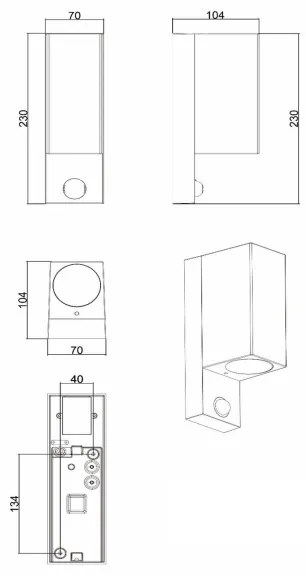 Lucide 69802/02/30 -Venkovní svítidlo se senzorem ZARO 2xGU10/7W/230V IP65 černá