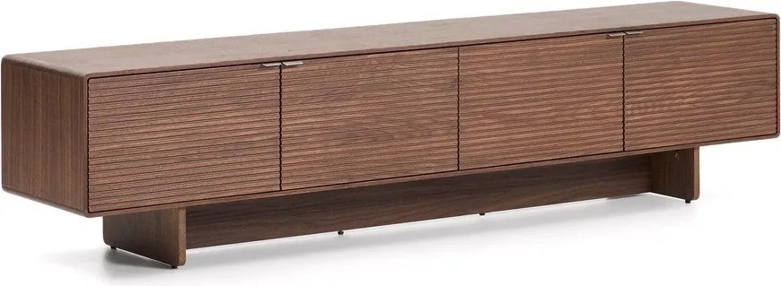 Tmavě hnědý TV stolek v dekoru ořechu 200x46x40 cm Norlen – Kave Home