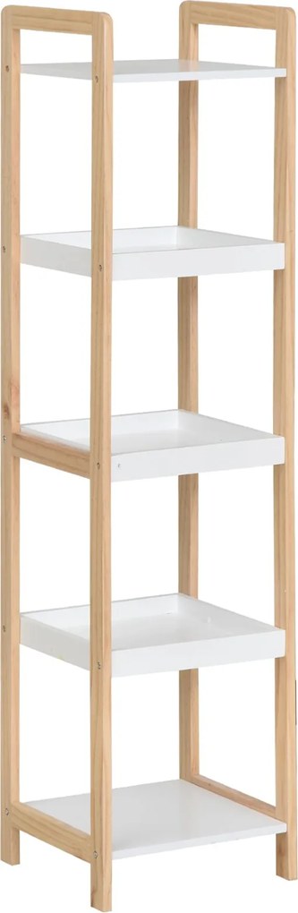 HOMCOM Bambusový koupelnový regál se 3 koši a 2 policemi dim. 32D x 30Š x 130V cm Béžový/Bílý | Aosom