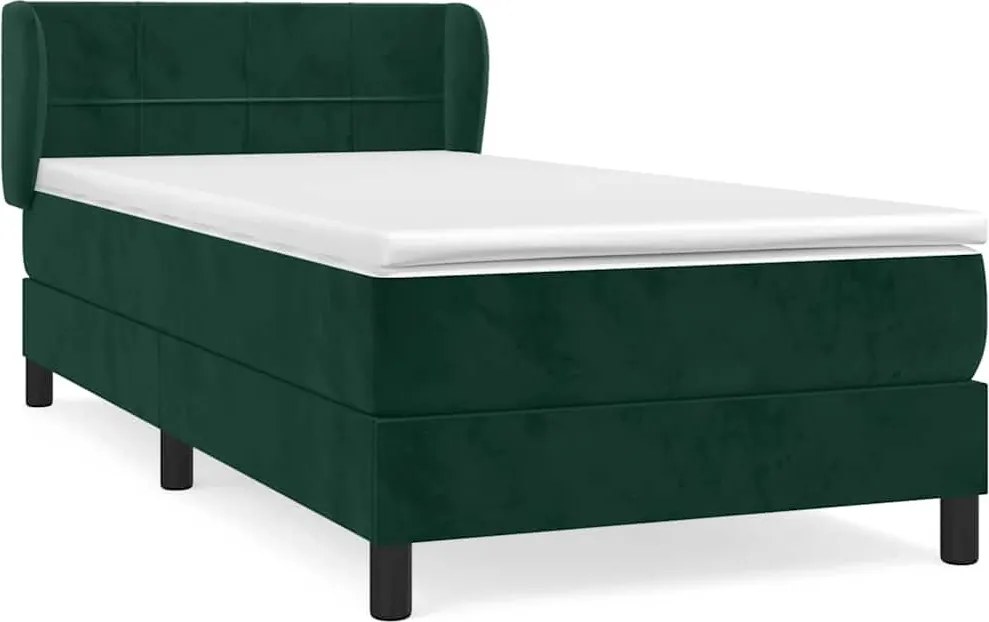 Box spring postel s matrací tmavě zelená 90x200 cm samet 3127472